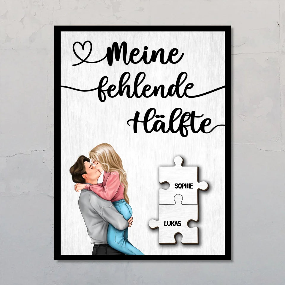 Personalisiertes Poster für Paare mit Puzzleteildesign und Spruch ...
